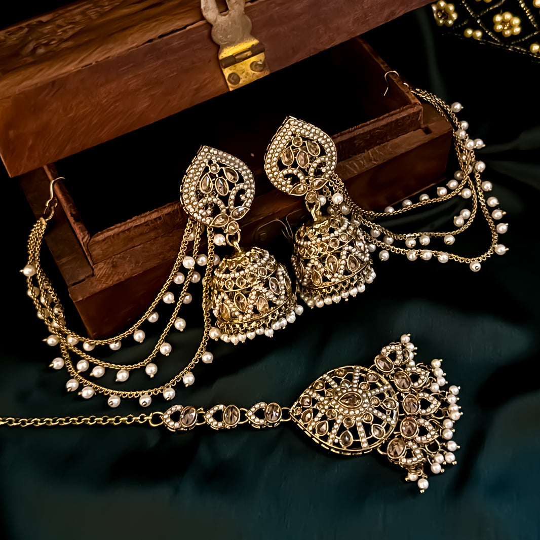 Ketli Aroma Pearl Drop Kashmiri Brass Earrings - Golden – The Shopping Tree